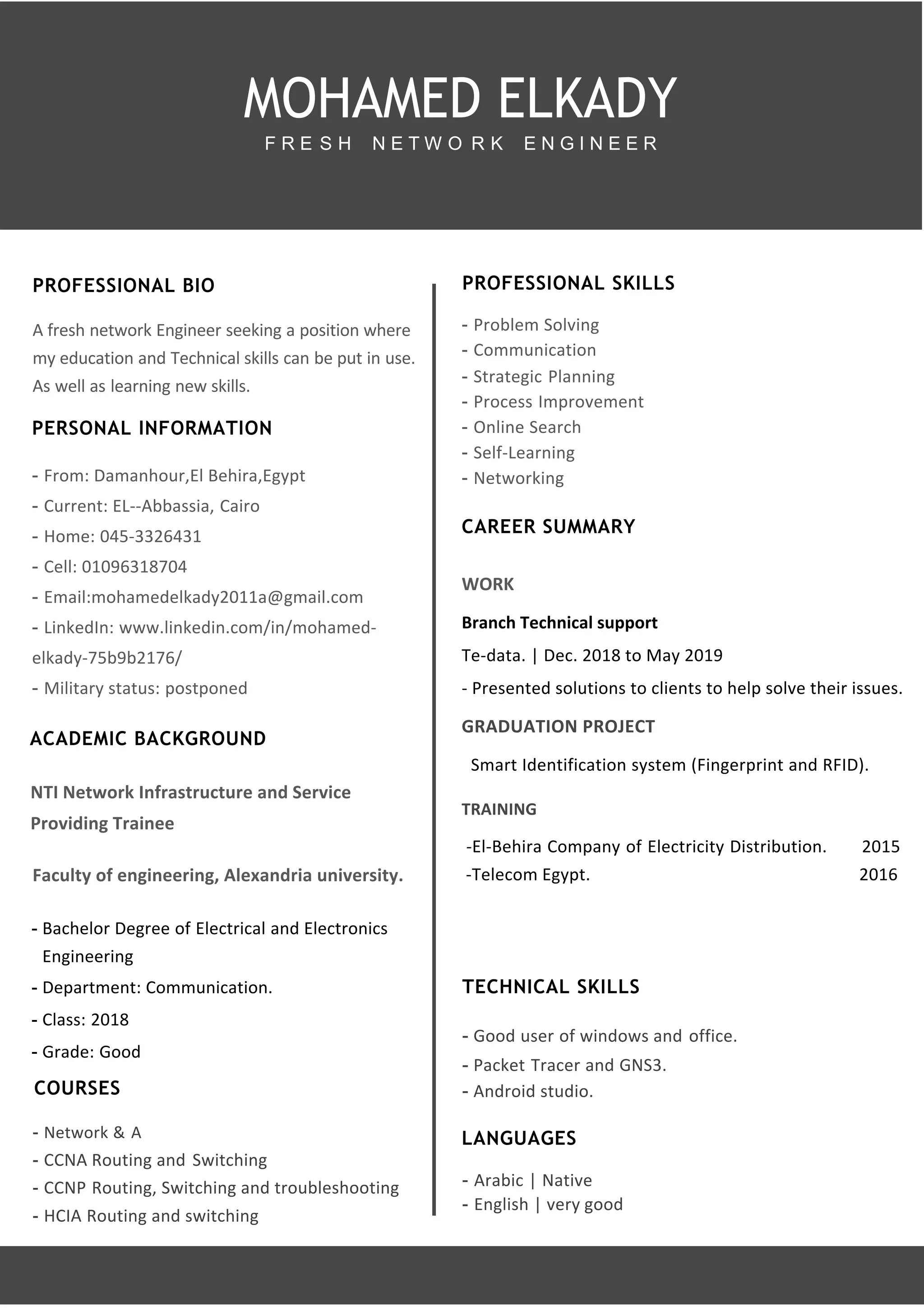 Mohamed elkady network engineer | PDF