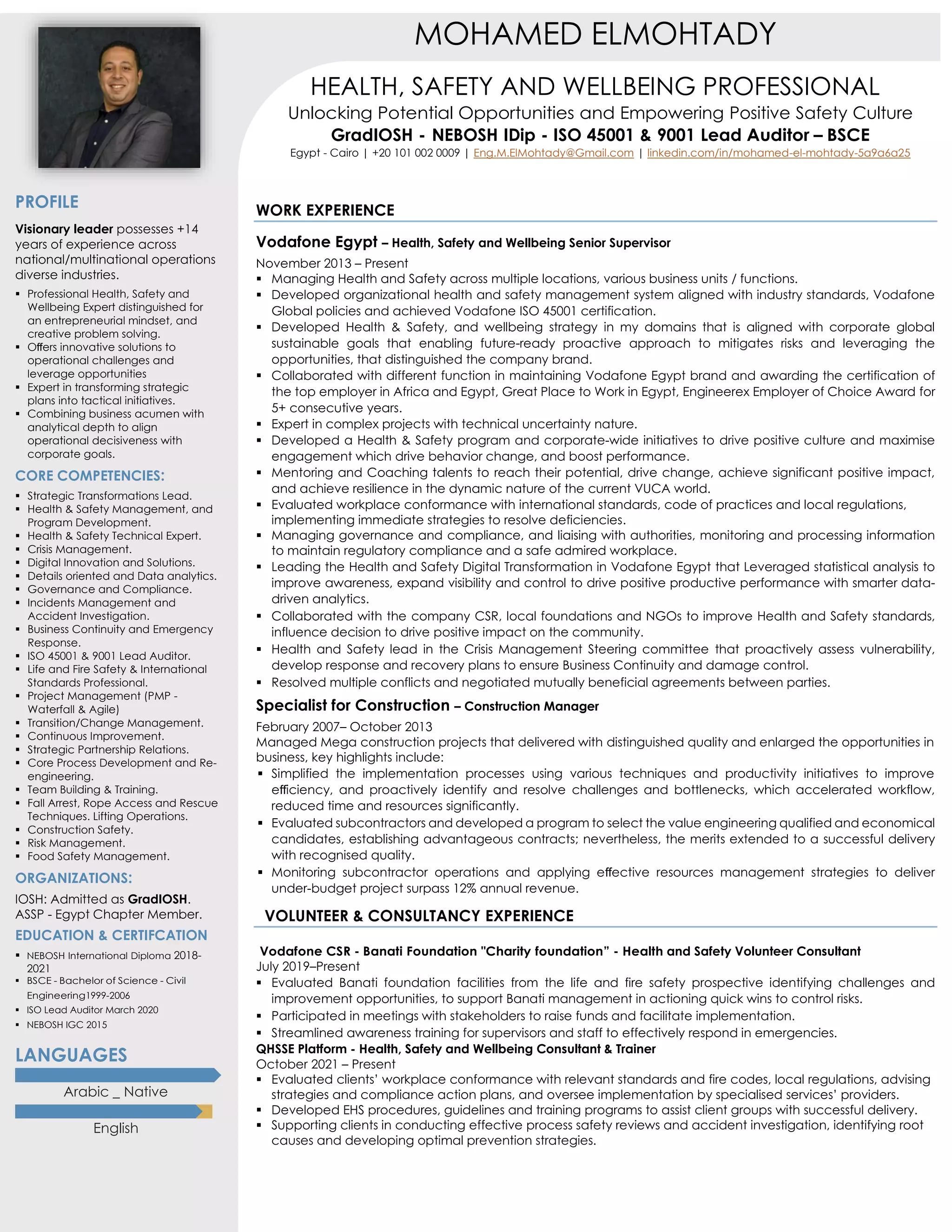 Mohamed_ElMohtady Health and Safety Professional - GradIOSH - ISO Lead ...