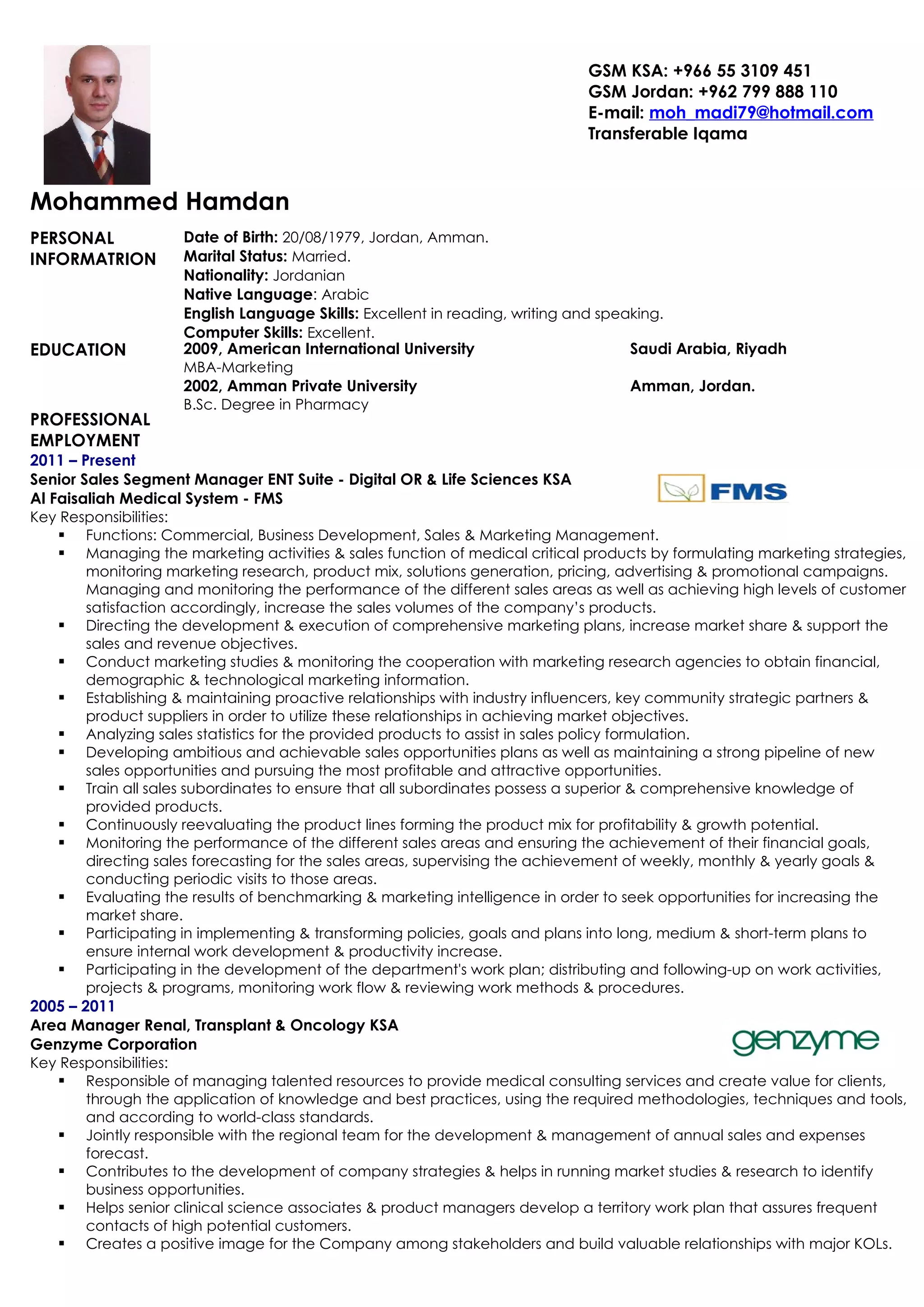 Mohamed Hamdan Resume | DOC