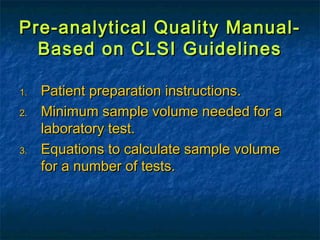 Clinical Laboratory Chemistry Procedure Manual