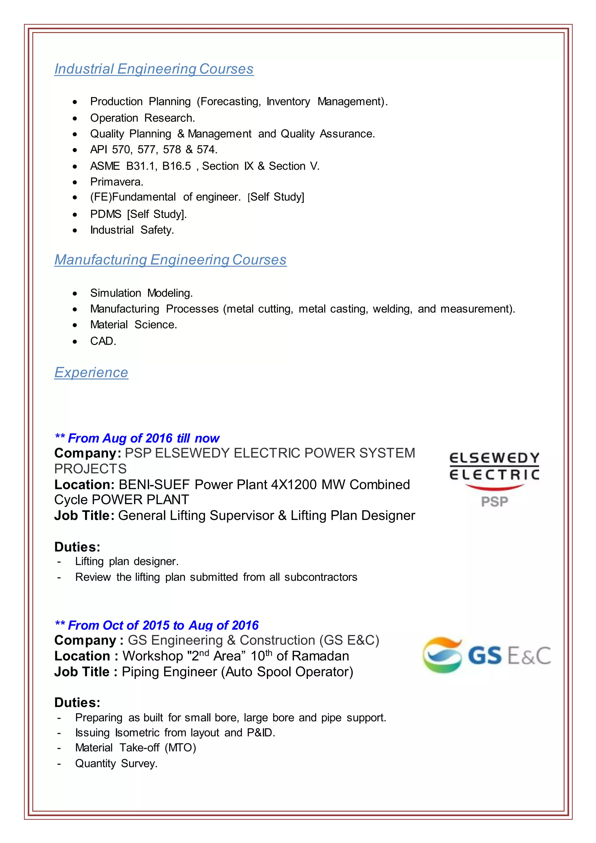 Mohamed mustafa mohamed el anwar .general lifting supervisor & lifting plan designer | PDF