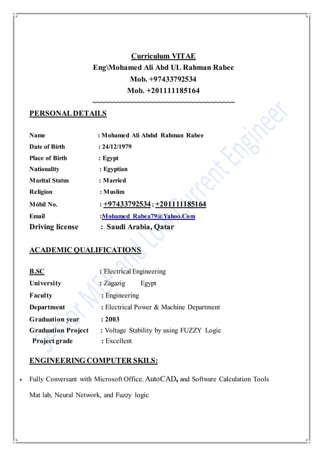 Mohamed rabee cv | DOCX