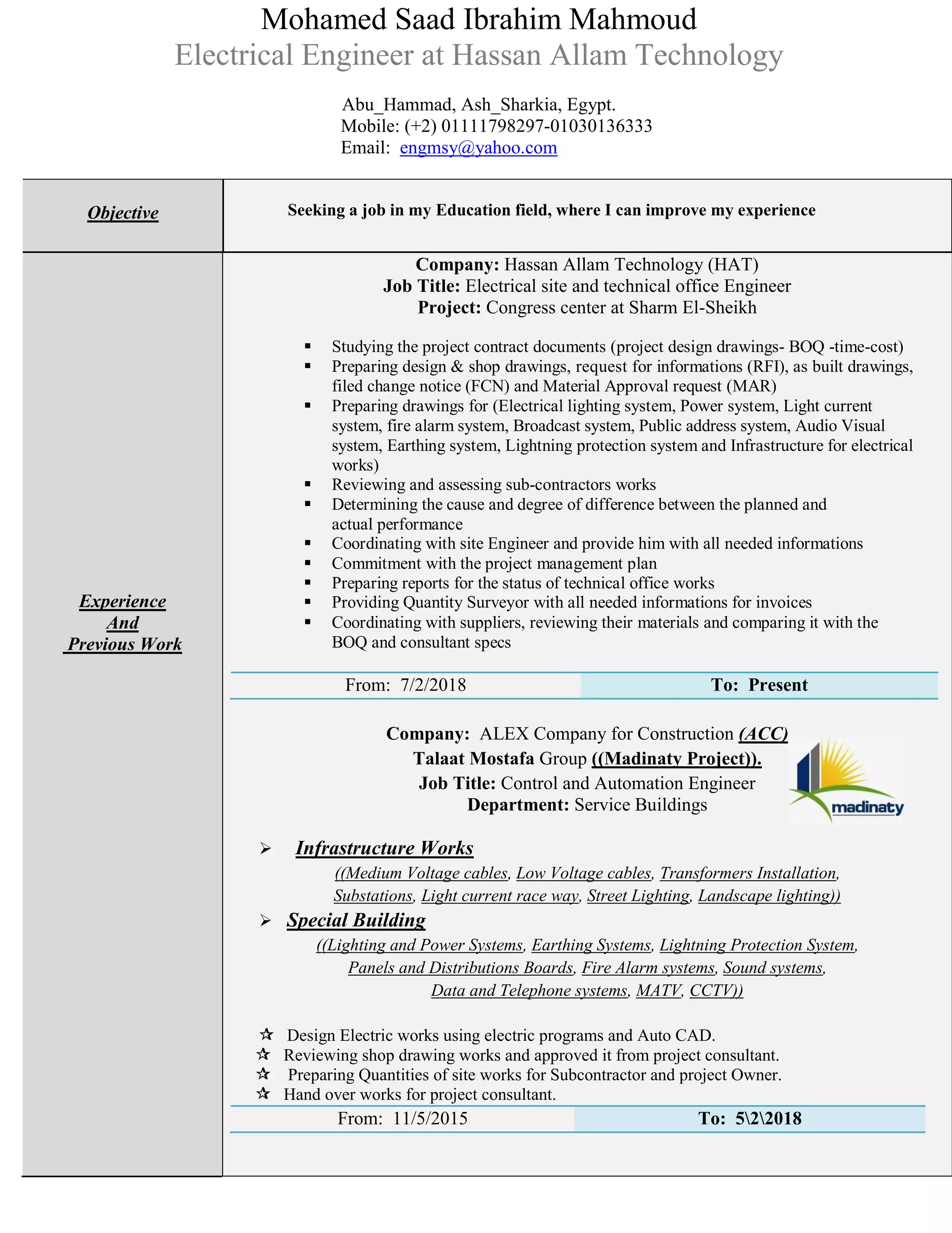 Mohamed saad cv 14-8-2018 | PDF
