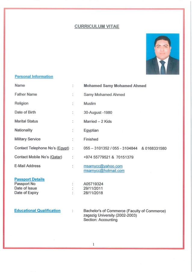 Mohamed samy cv with experience certificates | PDF