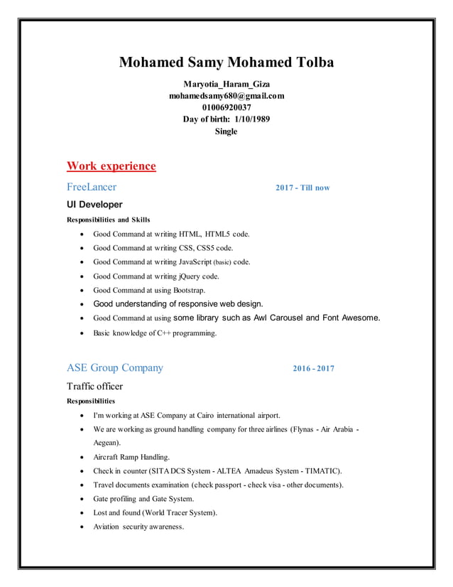 Mohamed samy Mohamed Tolba CV | PDF