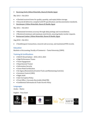 Mohamed Sarkees - Cost Controller with over 15 years | PDF