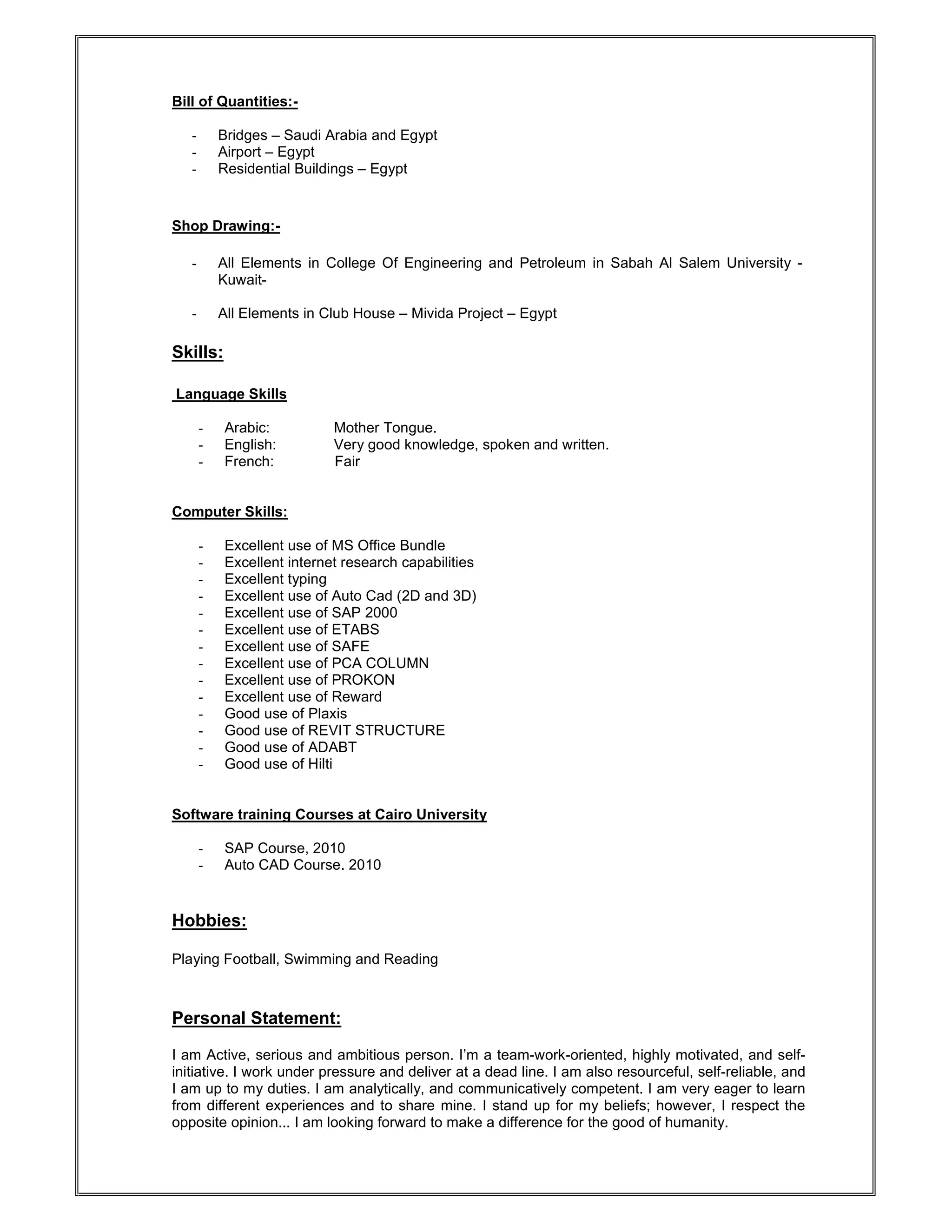 Mohamed sayed Mohamed Ali - Civil Structure Enginner | PDF