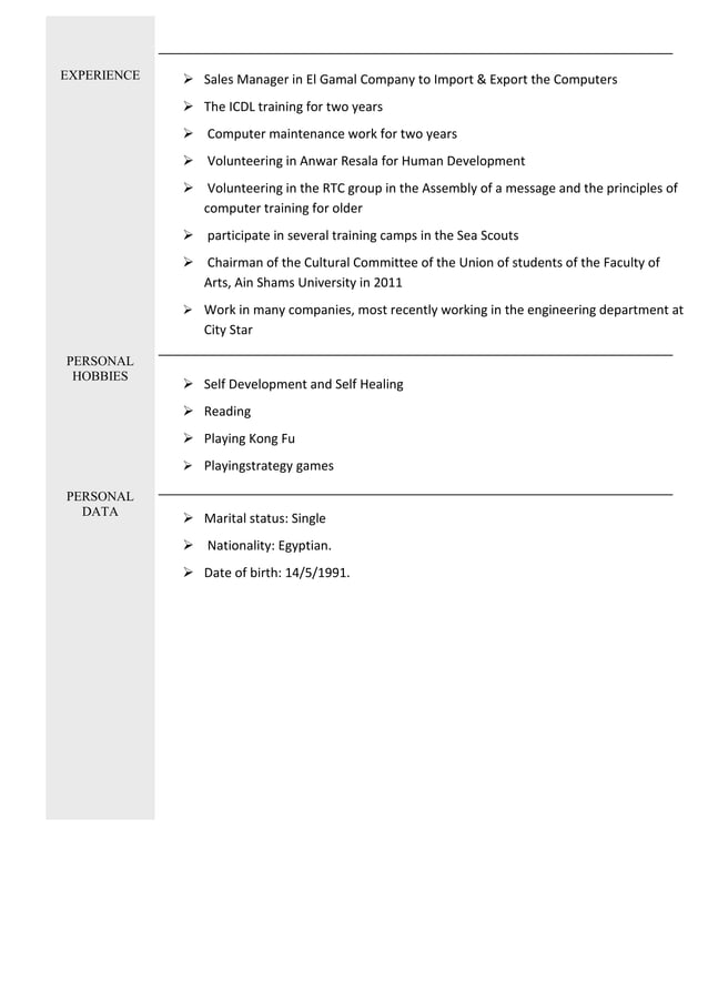 Mohamed sobhey cv | DOCX | Technology & Computing