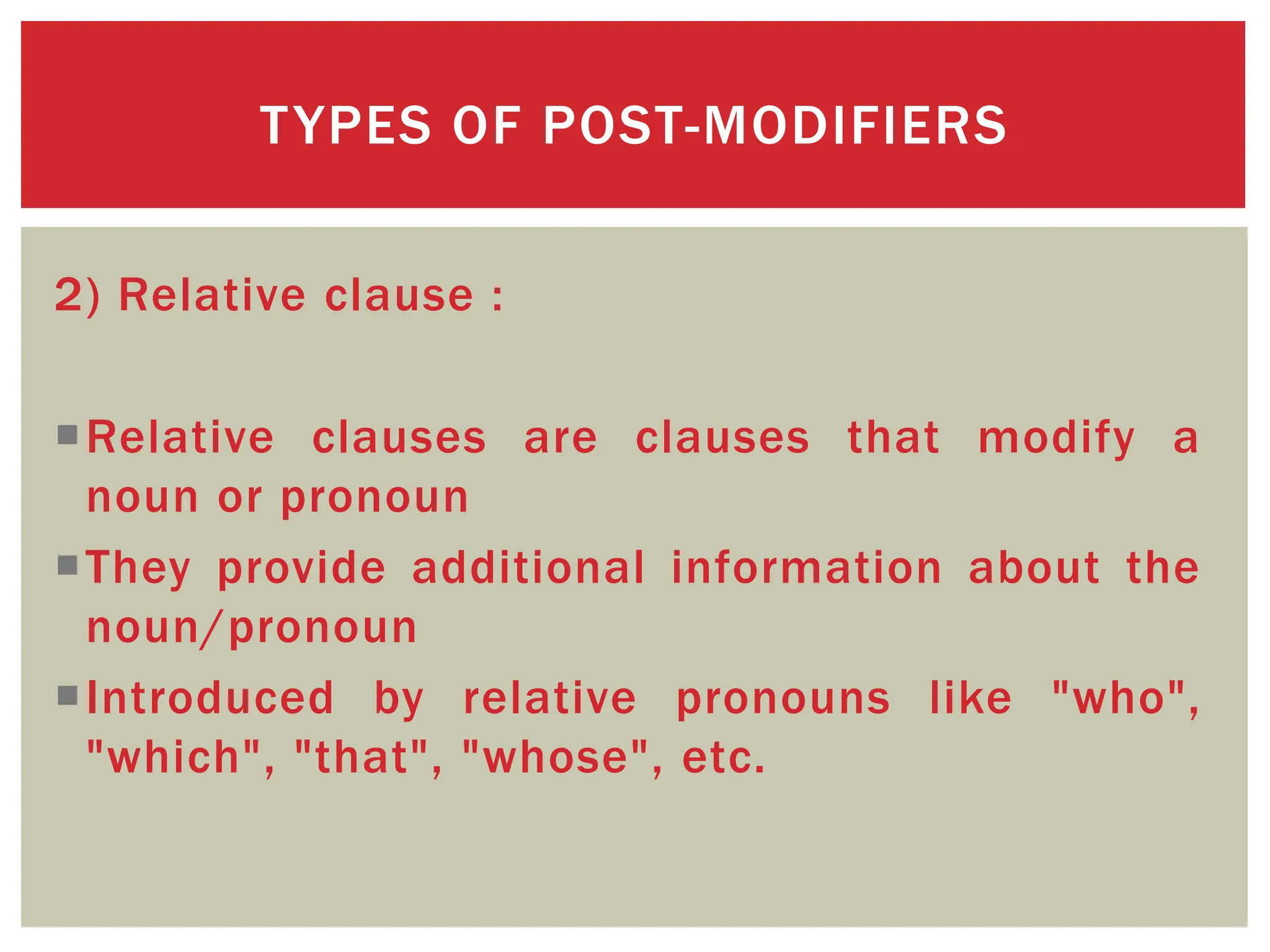 PRE andPost modifiers of noun phrase (syntax)) | PPT