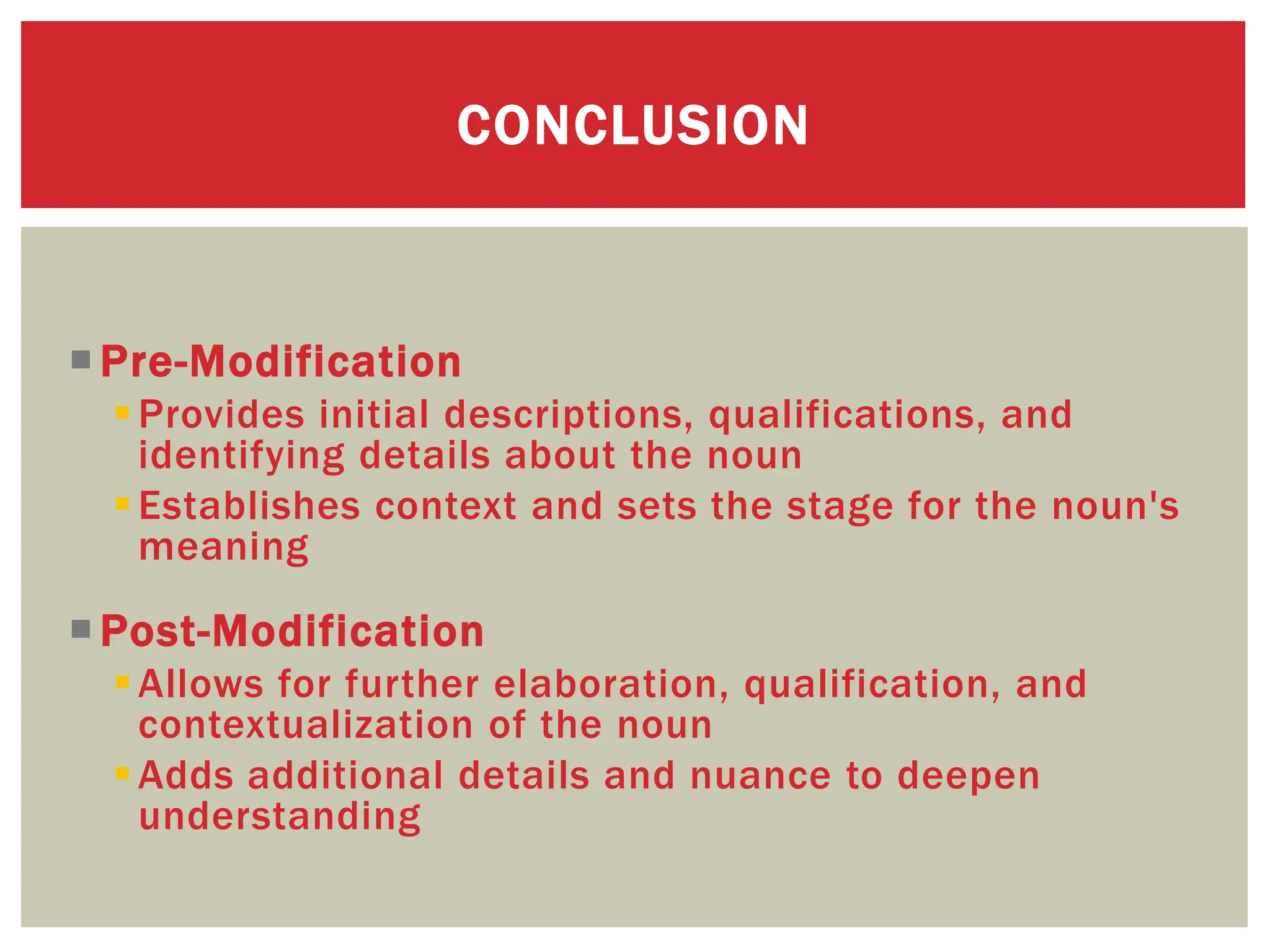 PRE andPost modifiers of noun phrase (syntax)) | PPT