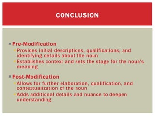 PRE andPost modifiers of noun phrase (syntax)) | PPT