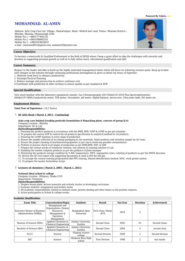 Mohammad. al amin CV | PDF