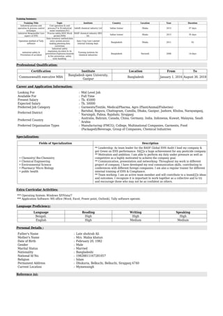 Mohammad. al amin CV | PDF