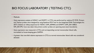 DETECTION AND TREATMENT APPROACH TO EPIGENETIC MARKS IN THE CTC ACROSS ...