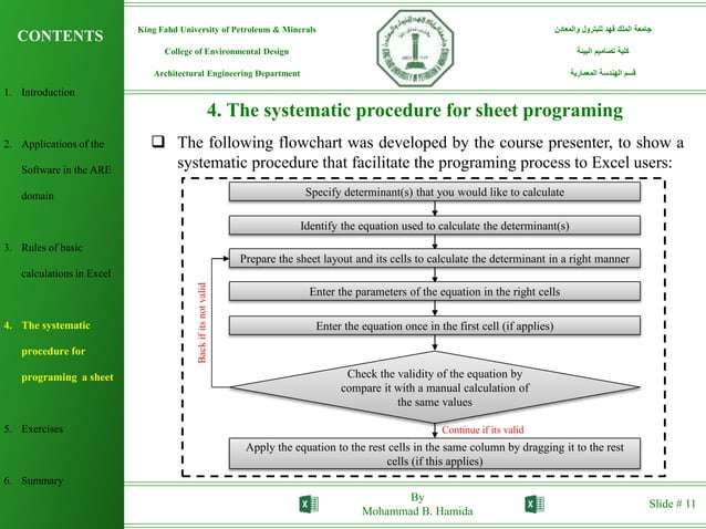 Microsoft Excel: Applications of the Software in the Architectural ...