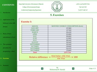 Microsoft Excel: Applications of the Software in the Architectural ...