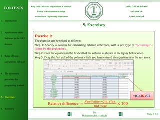 Microsoft Excel: Applications of the Software in the Architectural ...