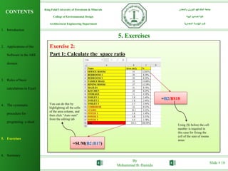 Microsoft Excel: Applications of the Software in the Architectural Engineering Domain | PPT