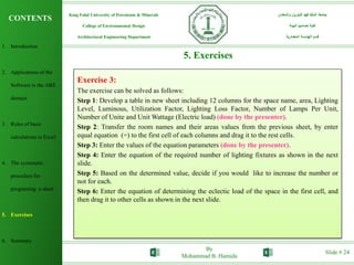 Microsoft Excel: Applications of the Software in the Architectural Engineering Domain | PPT