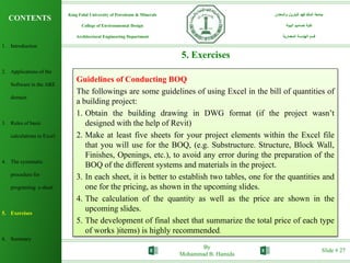 Microsoft Excel: Applications of the Software in the Architectural ...