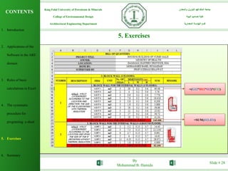 Microsoft Excel: Applications of the Software in the Architectural ...