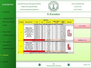 Microsoft Excel: Applications of the Software in the Architectural Engineering Domain | PPT