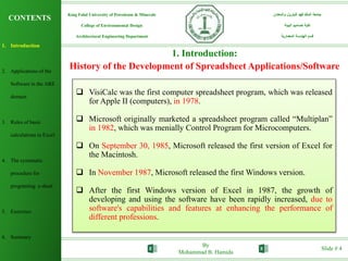 Microsoft Excel: Applications of the Software in the Architectural ...