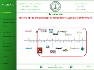 Microsoft Excel: Applications of the Software in the Architectural ...
