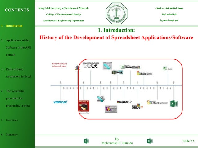 Microsoft Excel: Applications of the Software in the Architectural ...