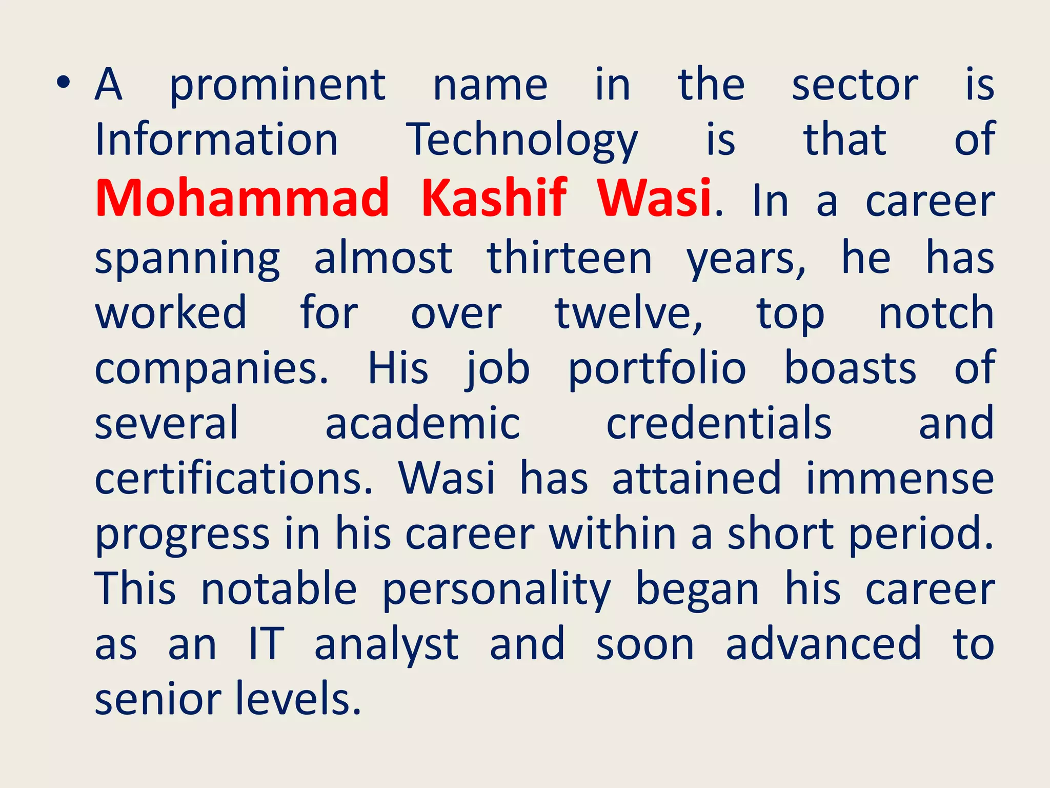 Mohammad Kashif Wasi | PPT