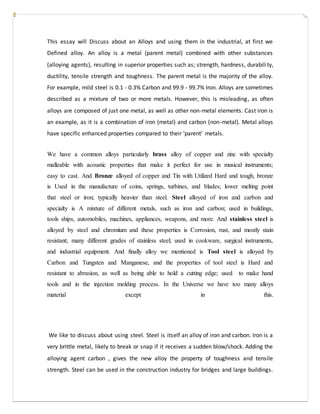 alloys and indusdtrial app;ication | DOCX | Chemistry | Science