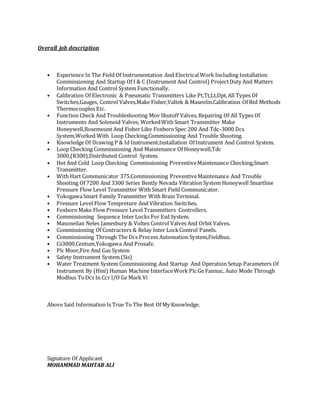 Mohammad mahtab ali (instrument superviser) | PDF