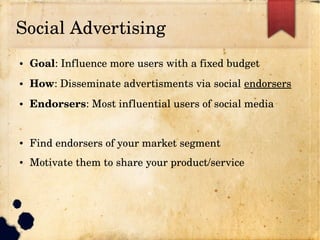 A diffusion mechanism for social advertising over microblogs | PPT
