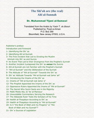 Mohammad tijani smaoui the shia's are the real ahl e sunnah ex Sunni ...