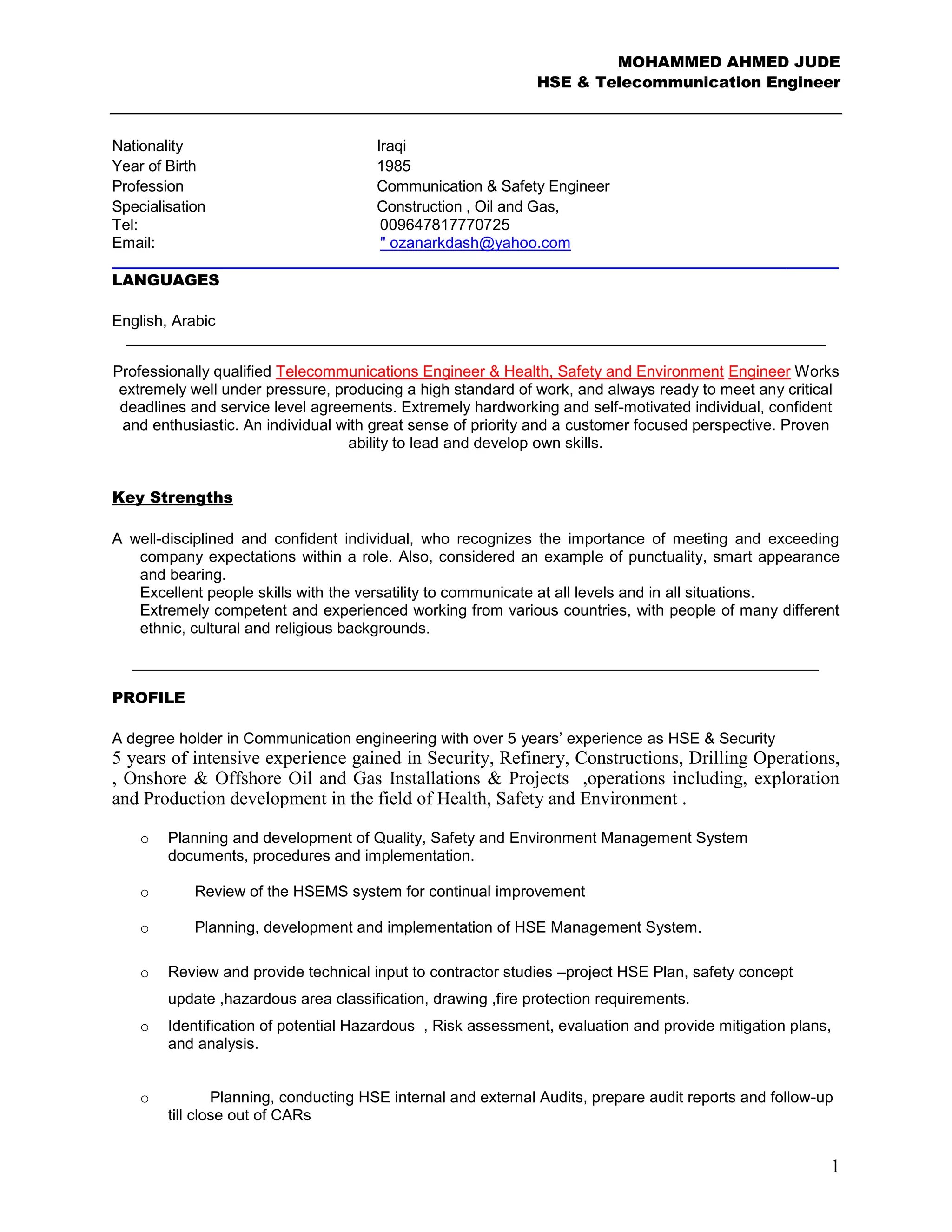 Mohammed ahmed judy cv 2015 | PDF