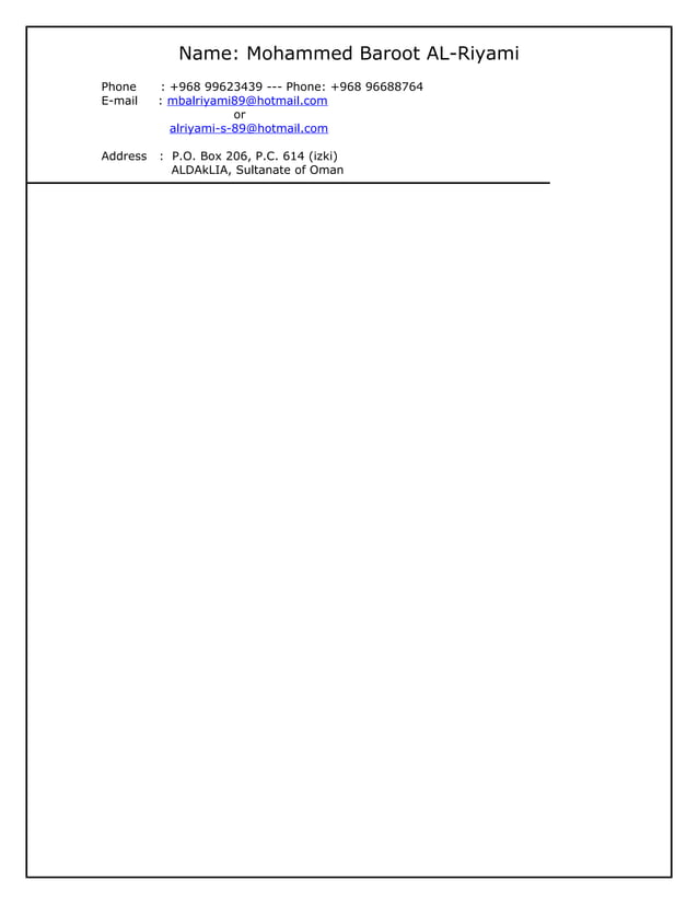 Mohammed al riyami 99623439 | PDF