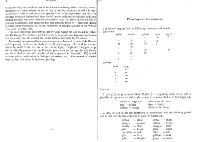 Handbook of the oromo language- 1990