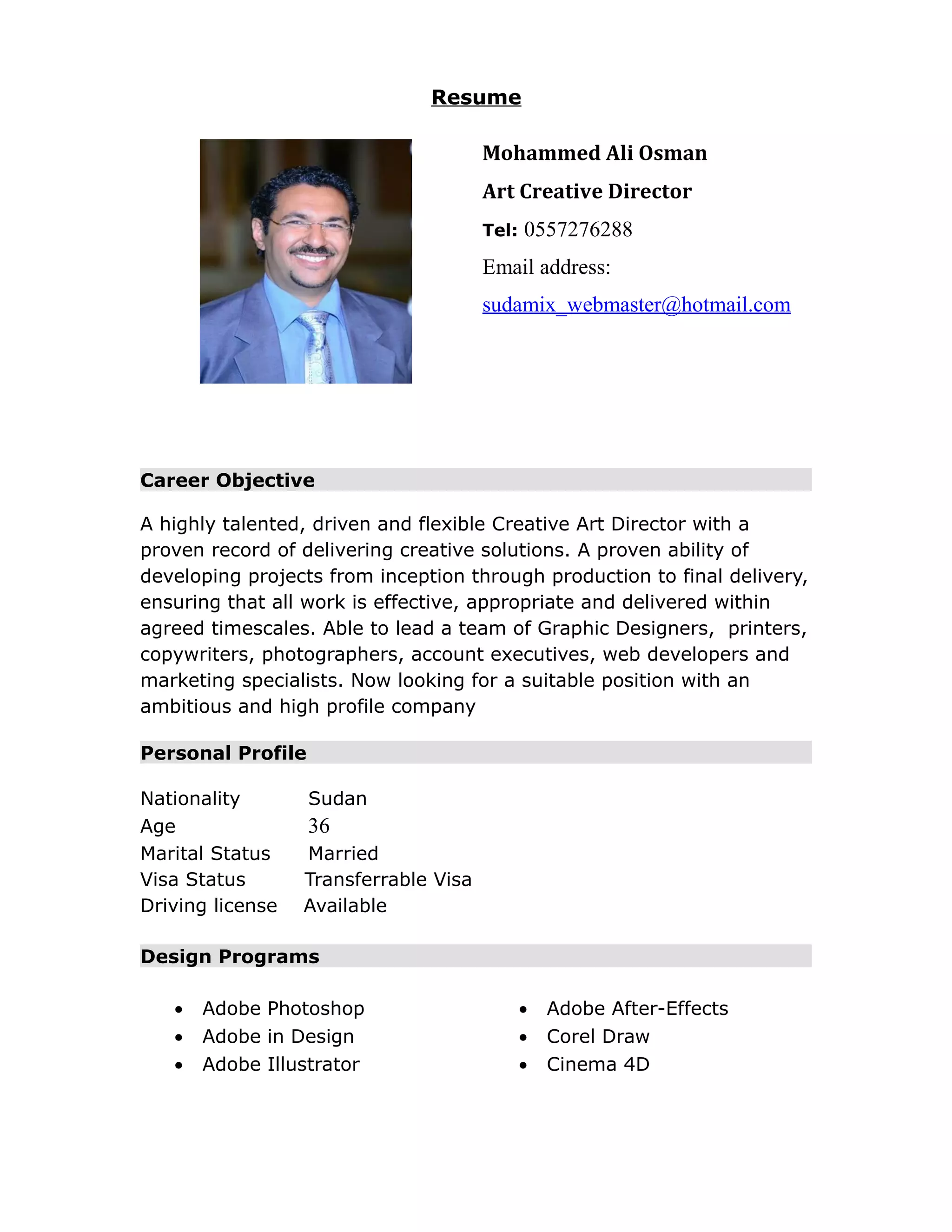 Mohammed ali osman cv | DOC