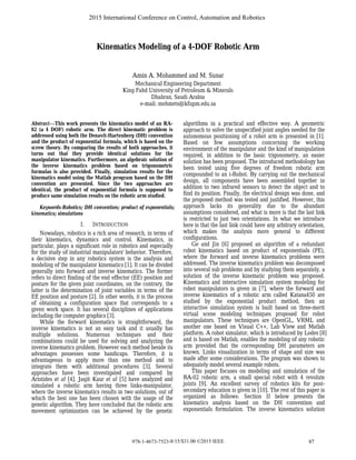 Kinematics Modeling of a 4-DOF Robotic Arm | PDF