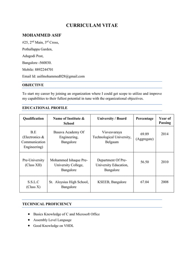 Mohammed asif cv 2014 | PDF