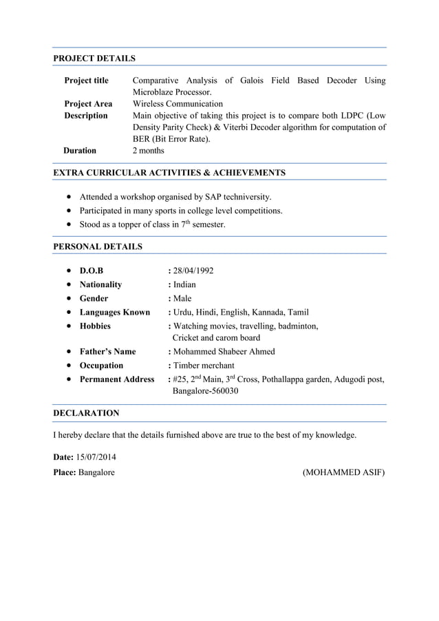 Mohammed asif cv 2014 | PDF