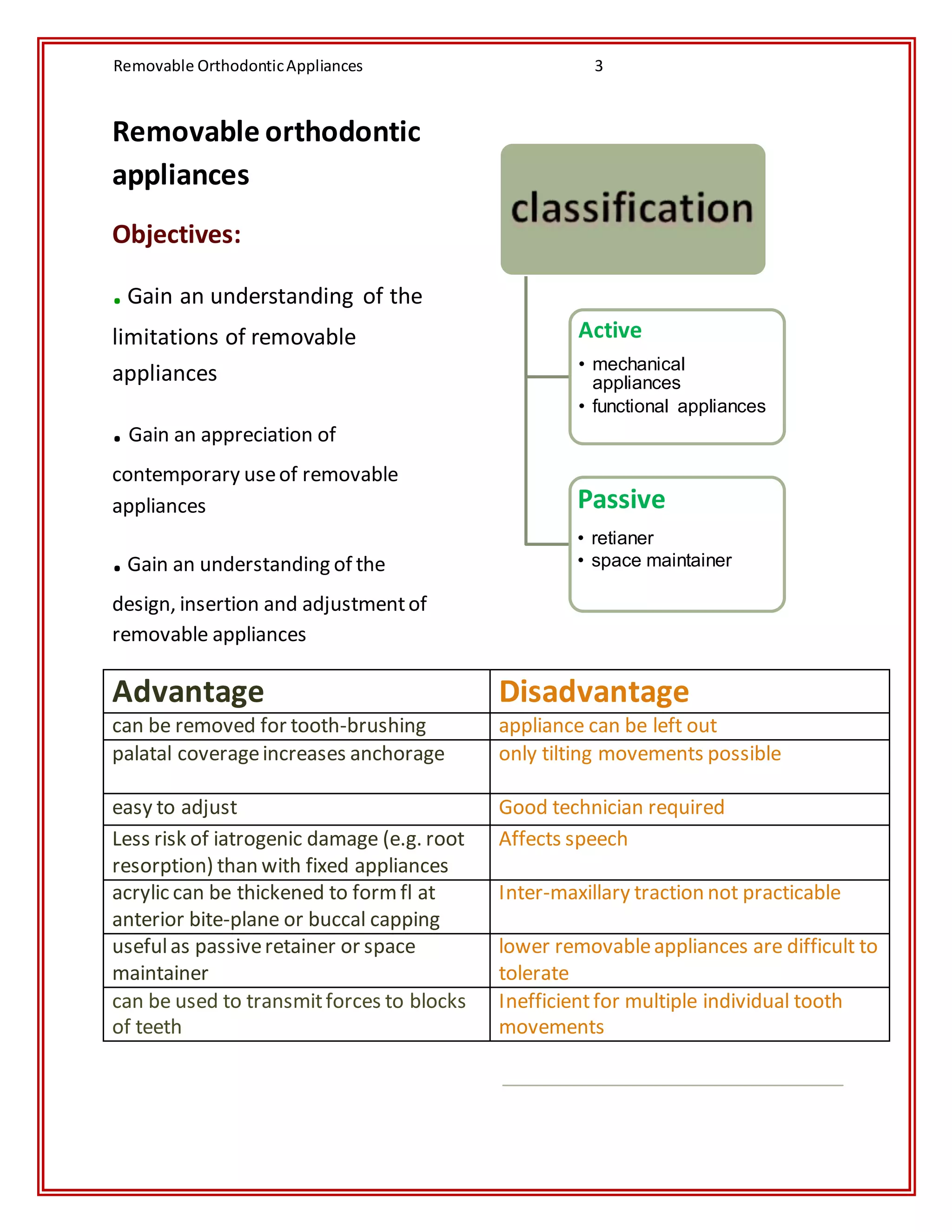 Removable orthodontic appliances part 1 | DOCX