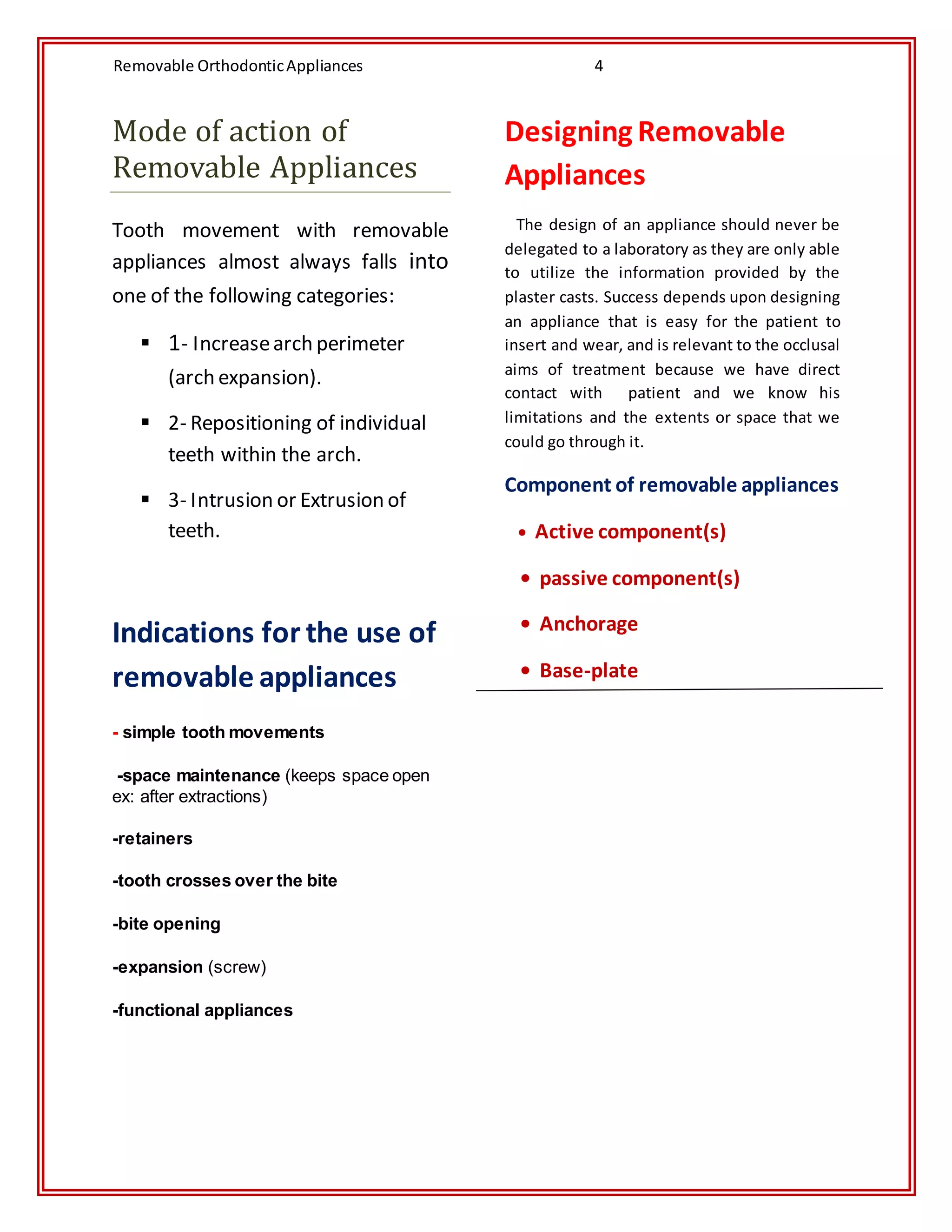 Removable orthodontic appliances part 1 | DOCX