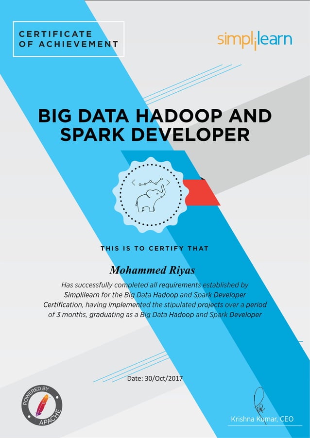 Mohammed Riyas - Big Data Hadoop and Spark Developer | PDF