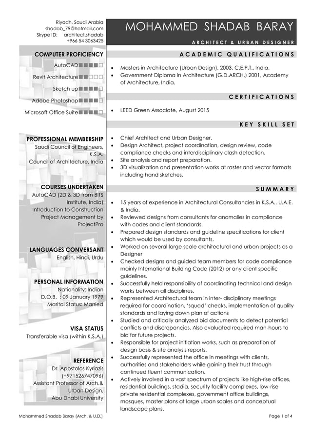 Mohammed shadab cv chief arch | PDF