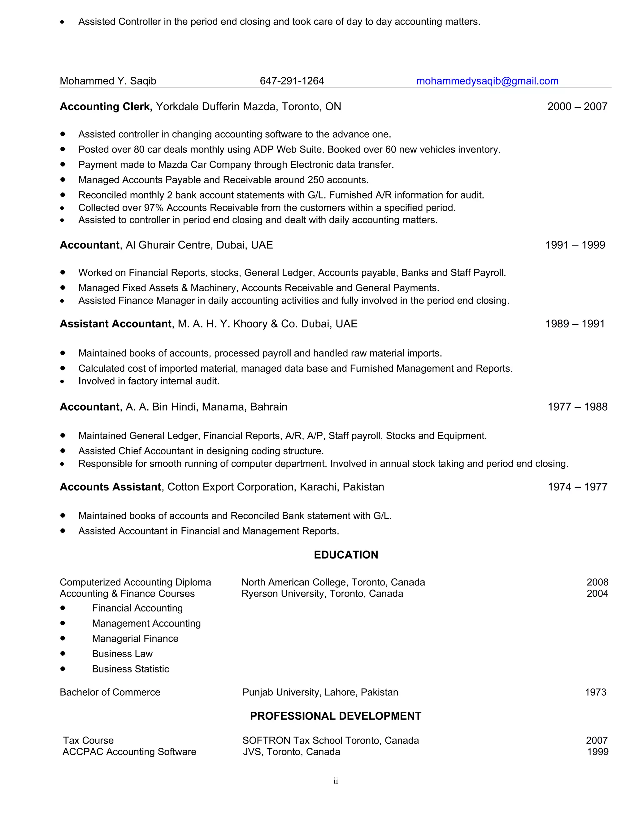 Mohammed Y Saqib Resume | DOC