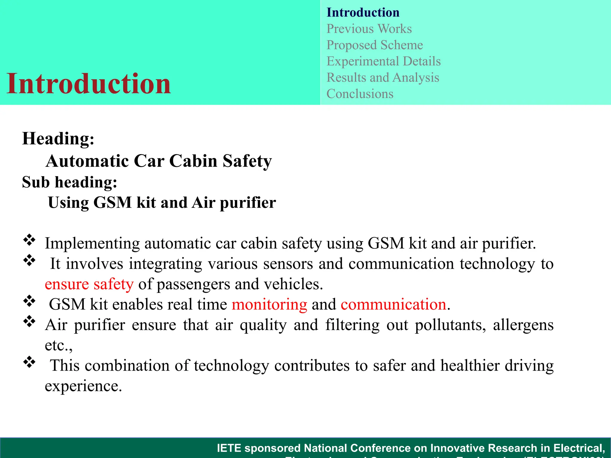 MOHANA. GSM car cabin system using gsm kit.pptx