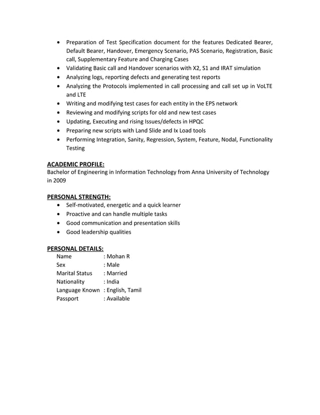 Mohan r resume | DOC