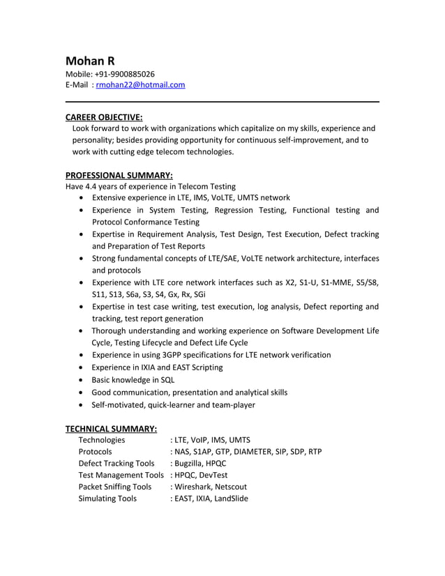 Mohan r resume | PDF