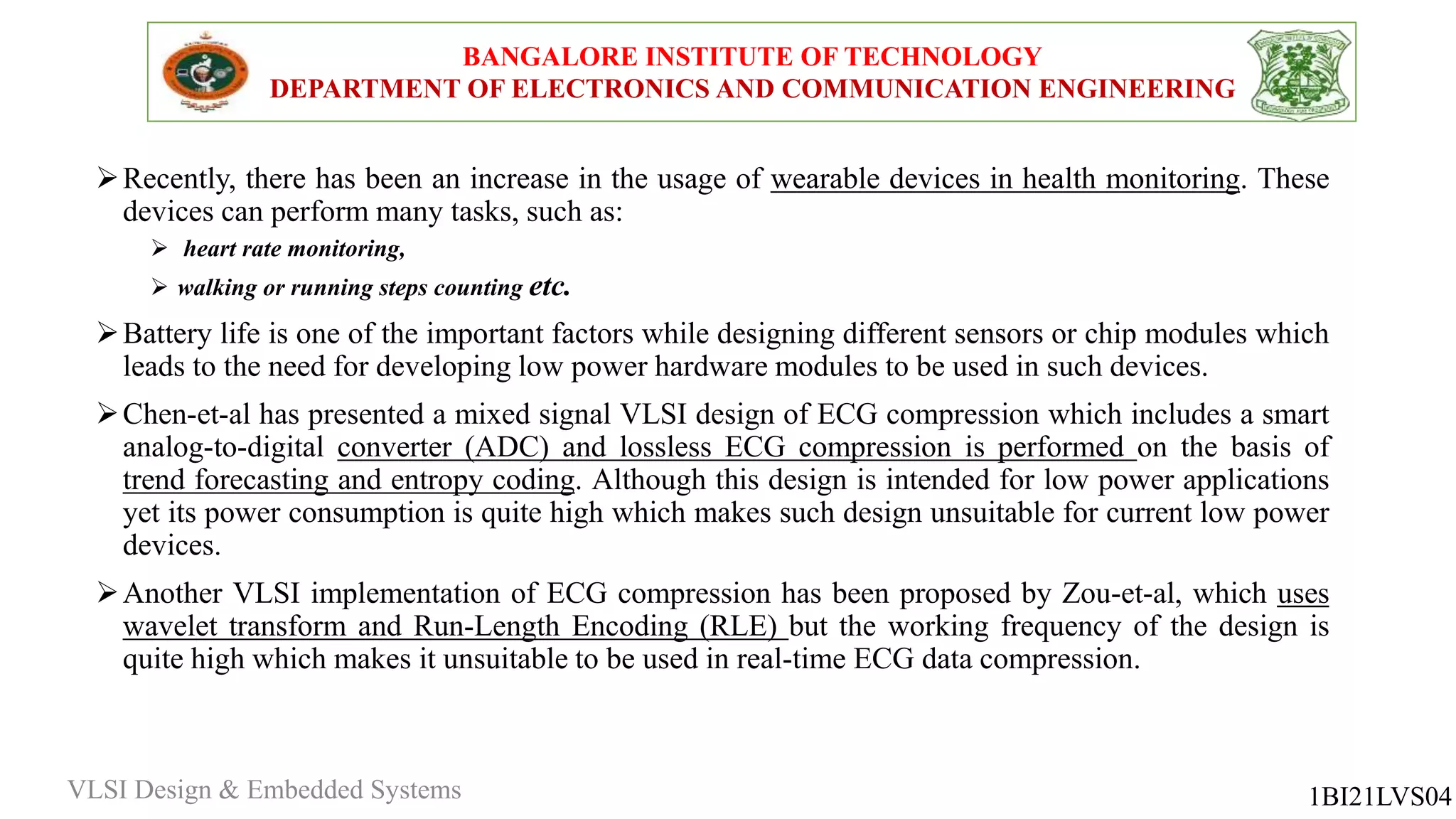 ECG compression in vlsi | PPTX